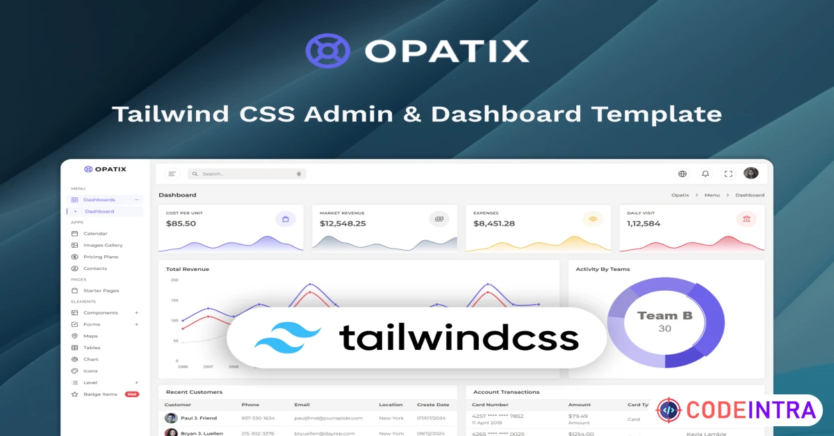 Opatix - Tailwind CSS Admin Layout & UI Kit - Codeintra